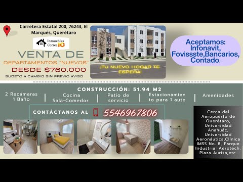Venta de Departamentos Nuevos desde $760,000 en El Marqués, Querétaro