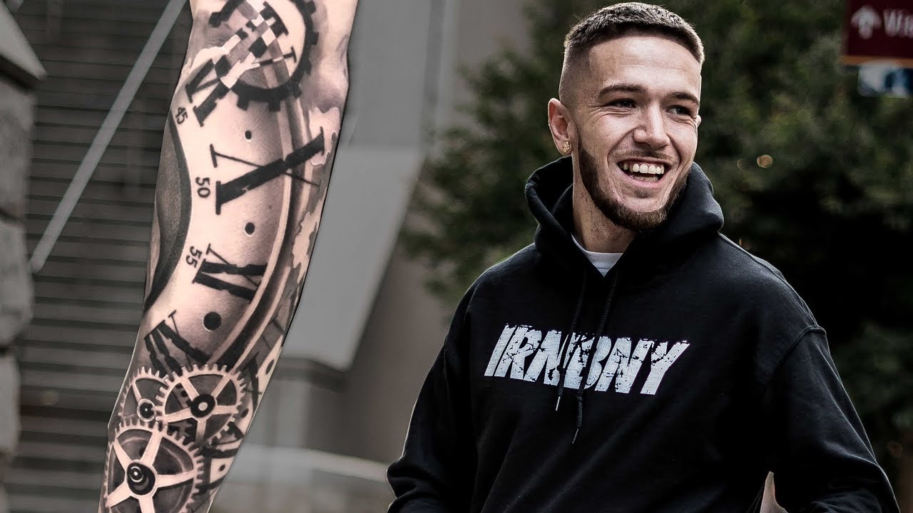 22. Vintage Clock Map and Roman Numerals - Life of a tattoo artist behind the scenes