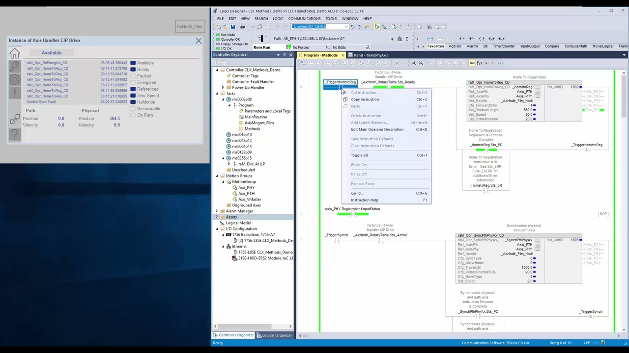 Machine Builder Libraries - Axis Handler Method: Axis Home to Registration