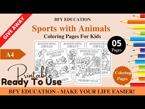 1088 FREE Sports with Animals Coloring Pages For Kids | Color and Learn | 5 Pages