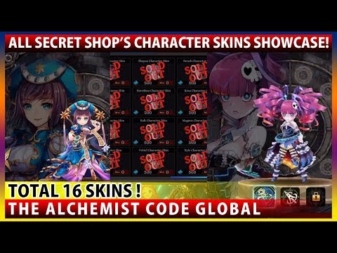 All Secret Shop's 16 Character Skins Showcase! (The Alchemist Code)