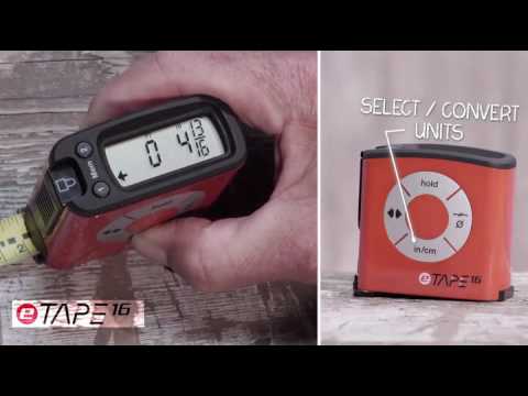 eTape16 ET1675 DB RP Digital Tape Measure 16 Red Inch and Metric