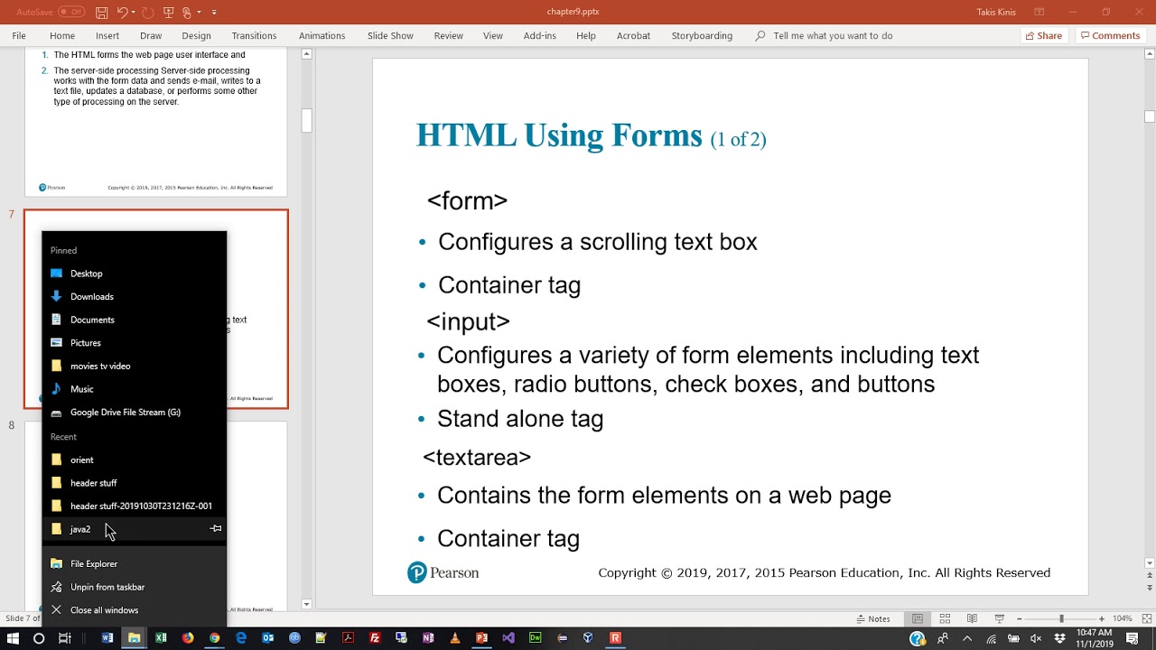 Web Programming 1 - Chapter 9 Lecture and Demo - Fall 2019