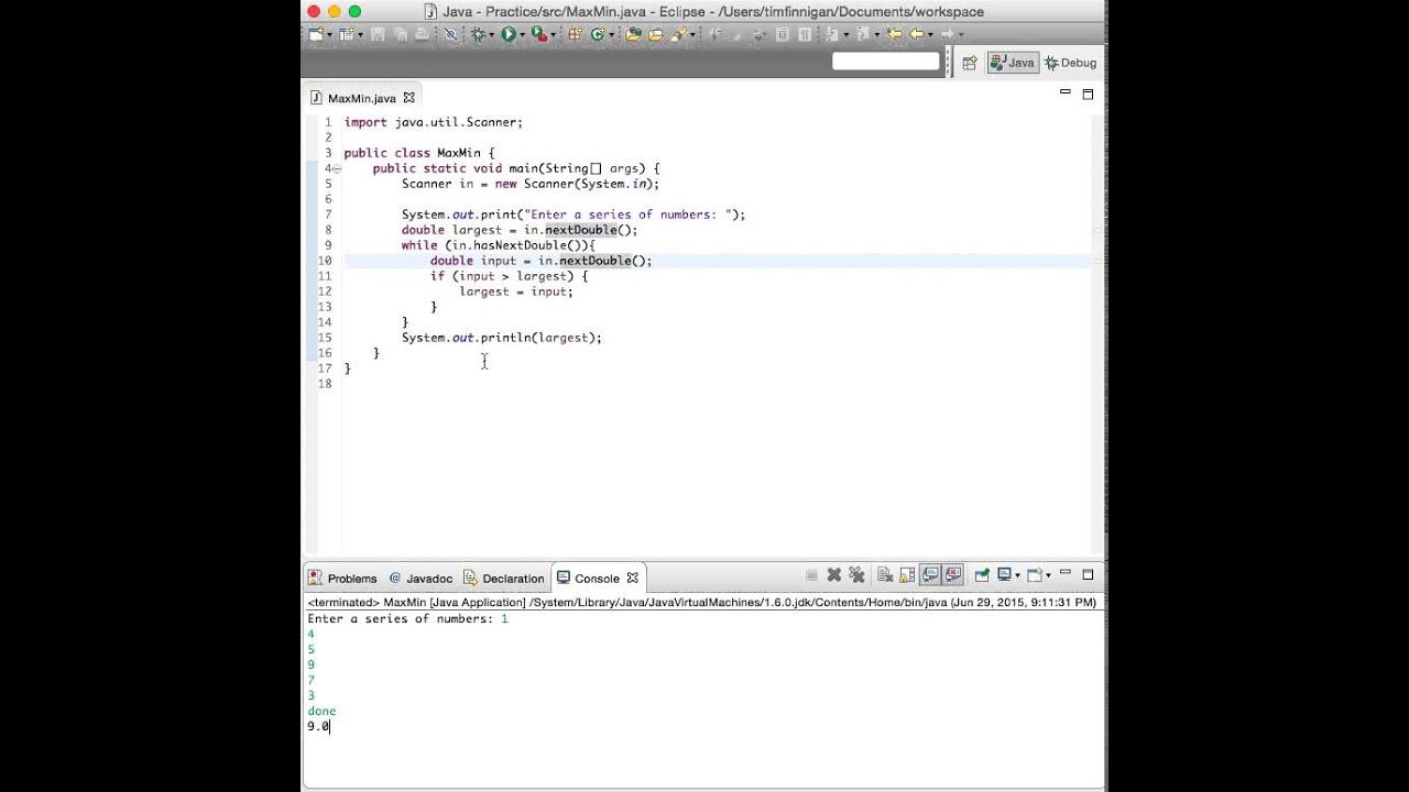 Find the Largest and Smallest Numbers in a Sequence (Java)