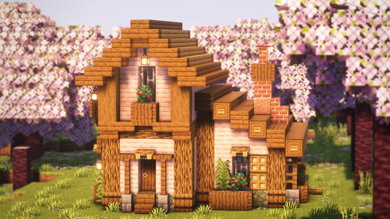 Minecraft: How to Build a Starter Cherry Blossom House | Easy Survival Tutorial - Minecraft Builders