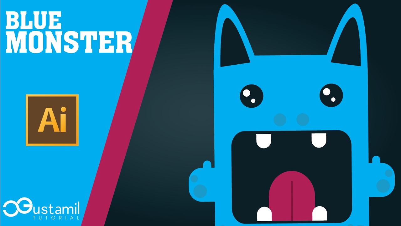 Graphic Design | Little Blue Monster, Vector Art | Illustrator Tutorials