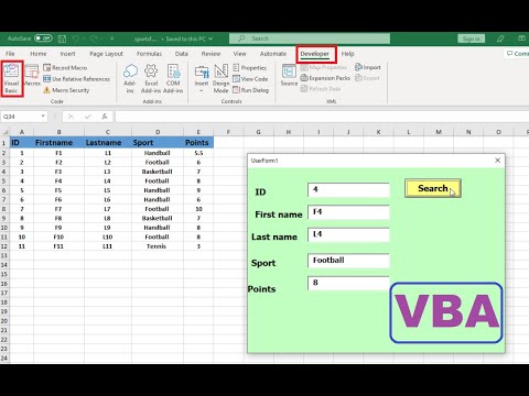 VBA - User Form: for search button Excel vba code