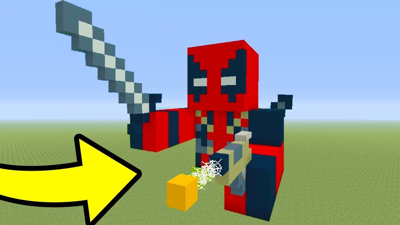 Minecraft Tutorial: How To Make A Deadpool Statue house 