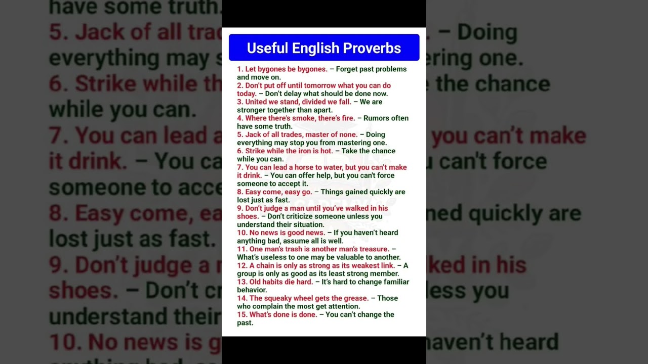 20  Easy Proverbs in English with meaning #english  #learnenglish  #ytshorts #vocabulary