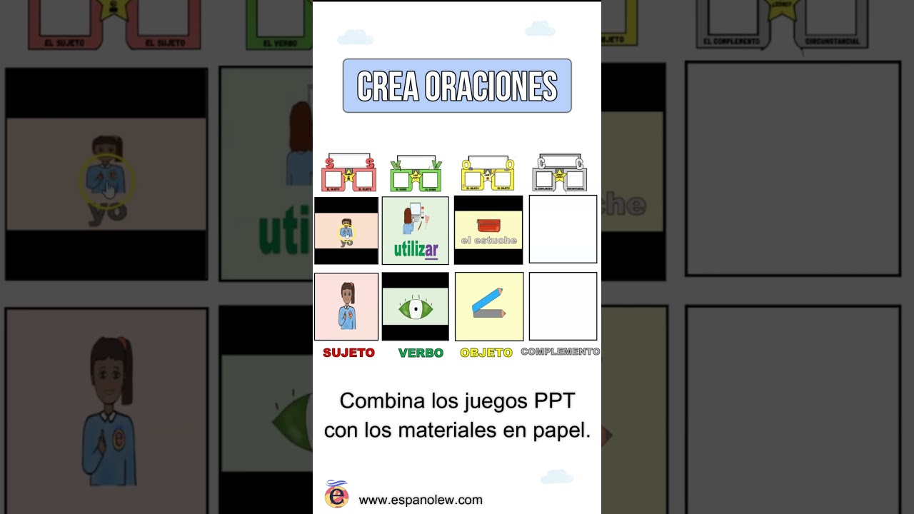 🎯  PARTES DE LA ORACIÓN- Formar oraciones con sujeto, verbo, objeto y complementos circunstanciales