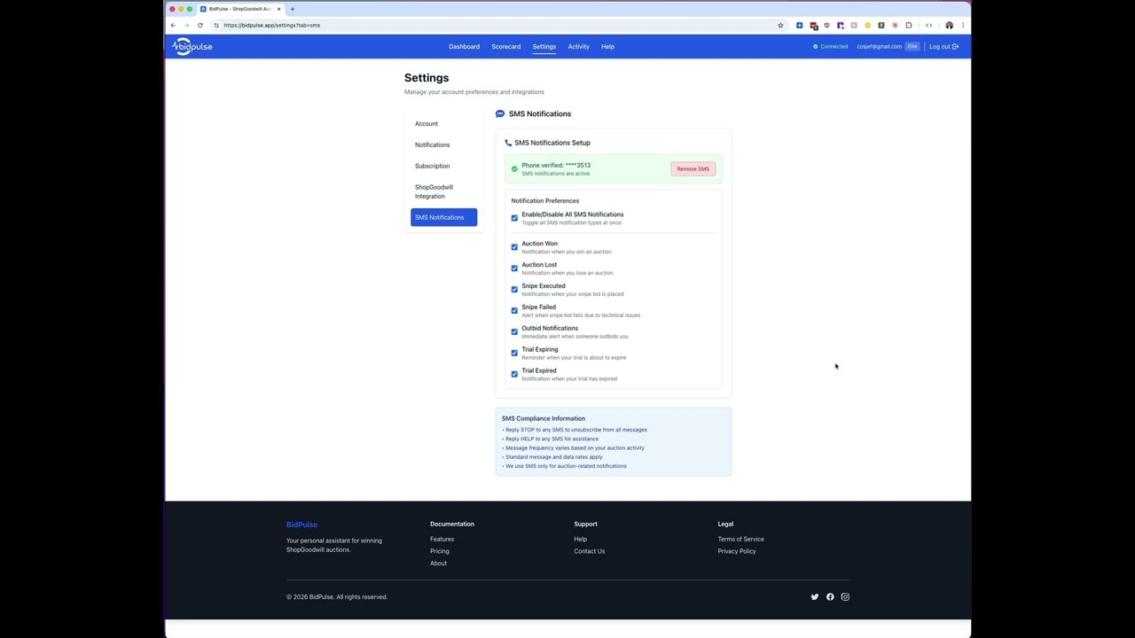 Setting Up SMS Notifications