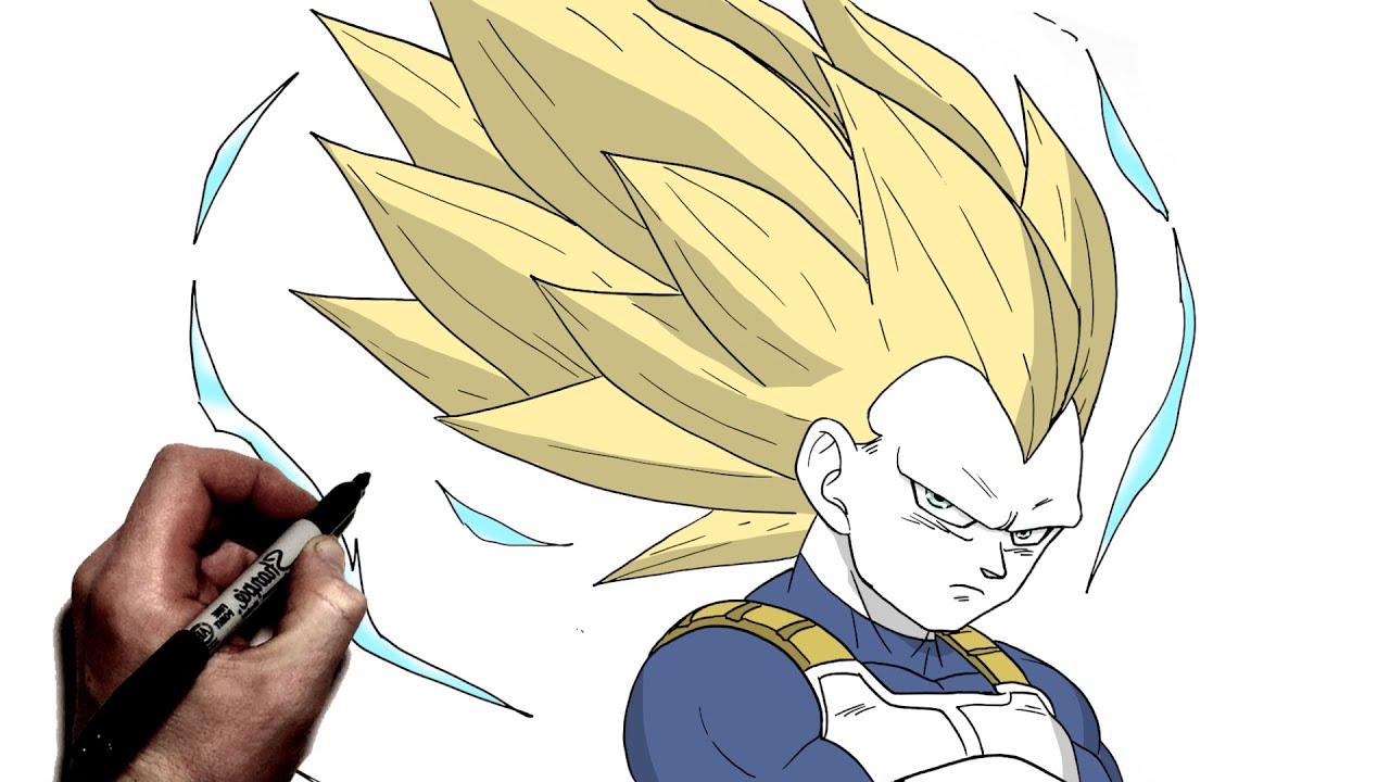 How To Draw Vegeta SSJ3 | Step By Step | Daima