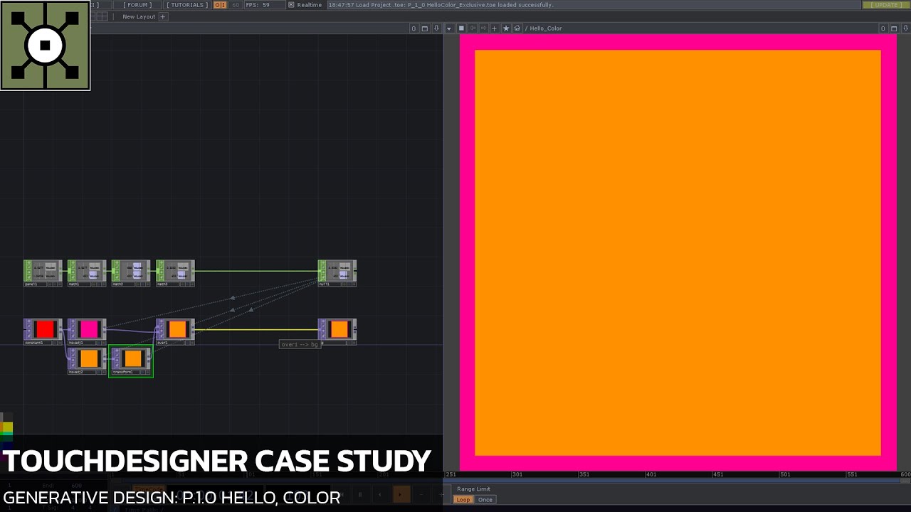 TouchDesigner Tutorial 22 - Case Study [Generative Design: P.1.0 Hello, Color]