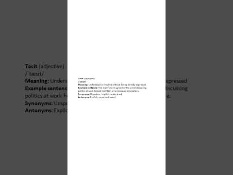 462 Tacit SAT preparation word TOP 500 SAT Words #learning #satwords #education
