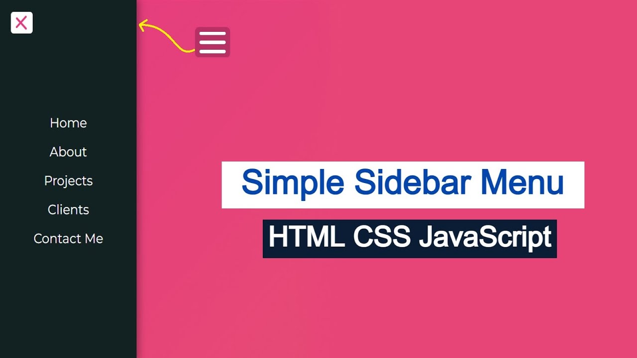 Sidebar Menu HTML CSS | Side Navigation Bar in HTML CSS and JavaScript