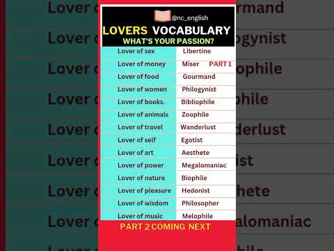 Lovers vocabulary—find your passion, name it, and own it!