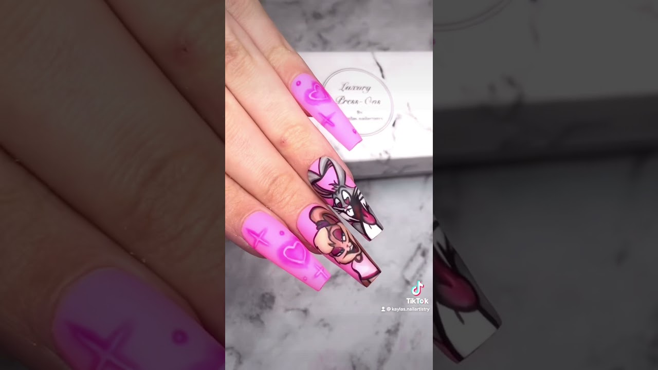 Bugs & Lola Bunny! 🐰💖 Hand Painted Nail Art | Matte Pink Character PRESS-ONS | DIY Tutorial