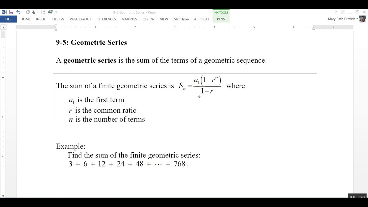 9-5 Geometric Series