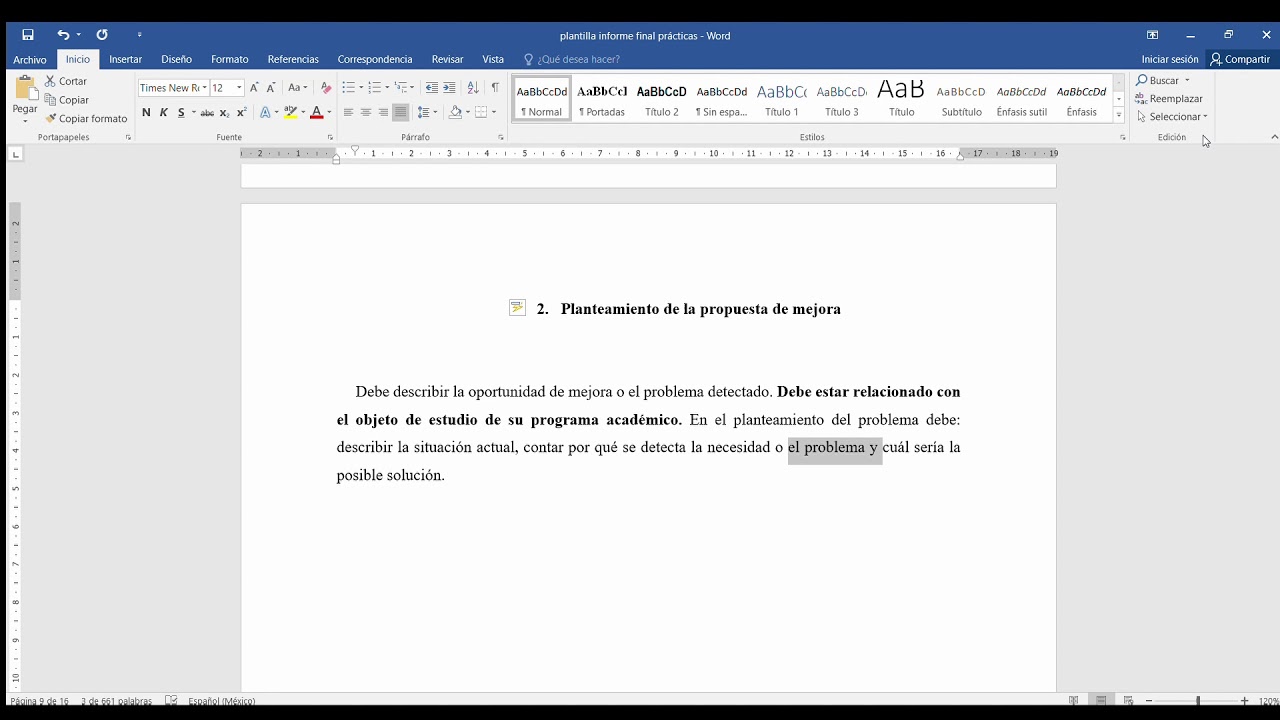 Plantilla informe final de Práctica Profesionales