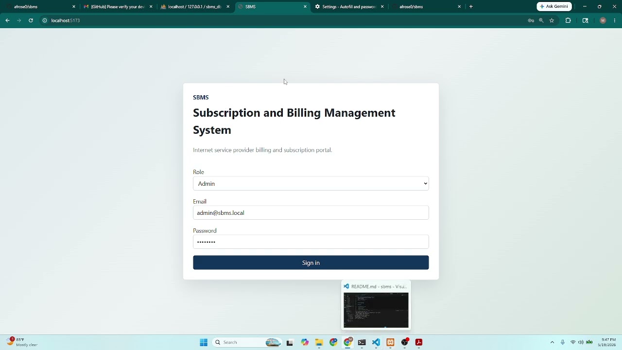 Subscription and billing management system project overview