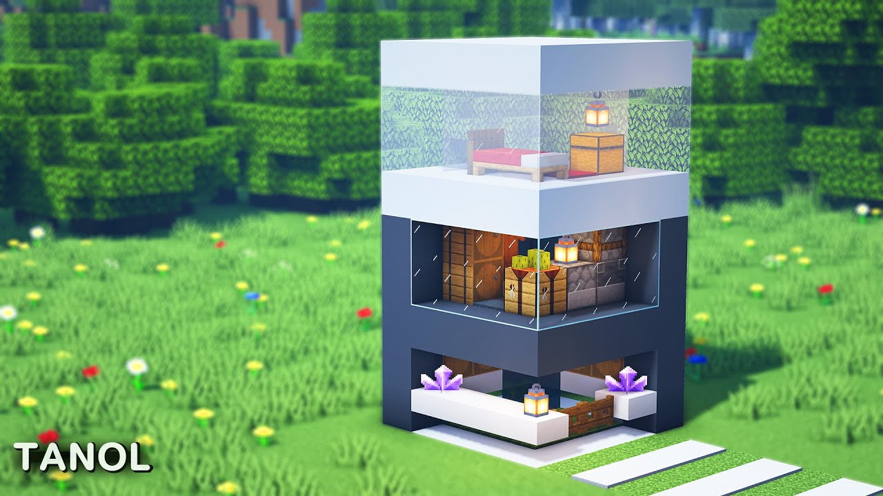 ⚒️ Minecraft : How To Build a Small Starter Modern House_[마인크래프트 건축 ...