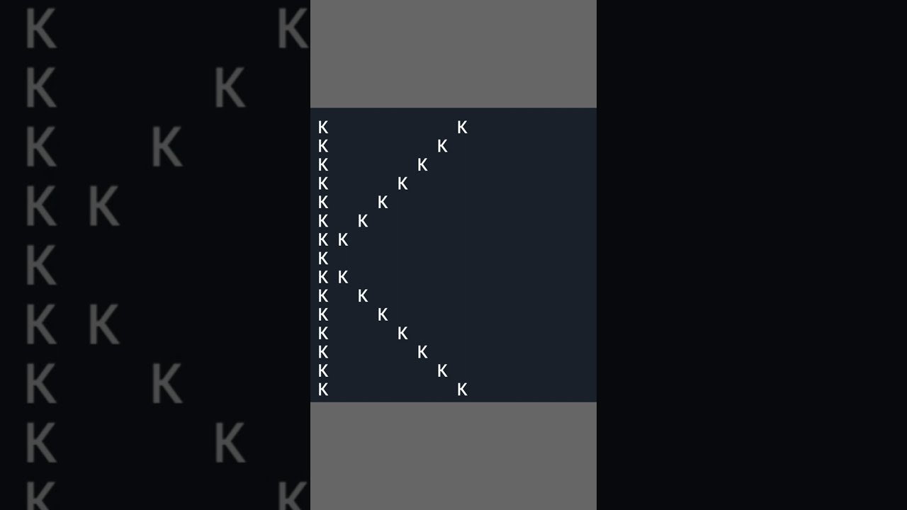 #Shorts🔥 #Java_Pattern_Program 👨‍💻 Print Alphabet ( K ) using for loop in java language.