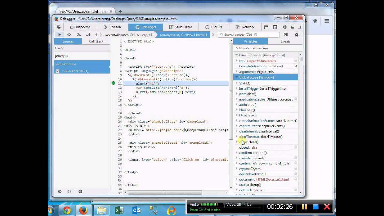 How to debug JQuery Code in the Mozilla Firefox Browser with out firebug