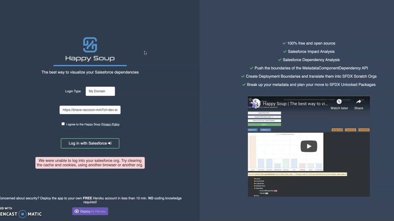 happysoup.io | Docker Installation | 100% free Salesforce Impact Analysis