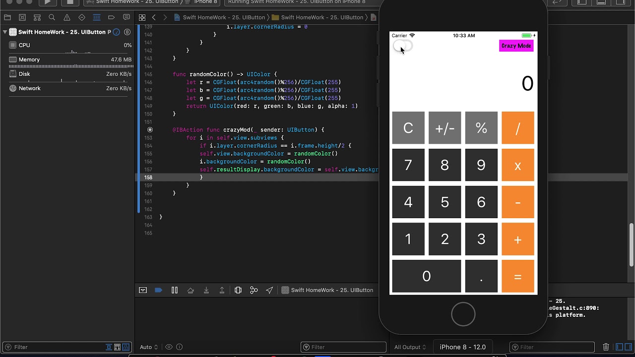 Calculator Swift 4.2 with GitHub link.