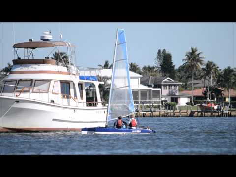 Moderate wind MicroKat sailing in Naples, FL