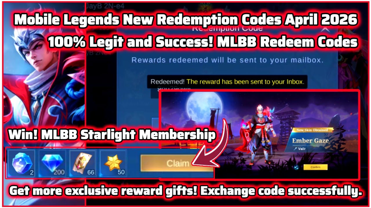 Mobile Legends New Redeem Codes April 14, 2026 MLBB Redeem Codes + Free Starlight Card for you 🎁🎁🎁