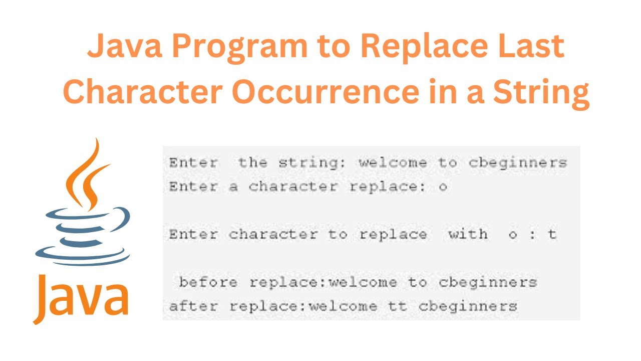 java Program to Replace Last Character Occurrence in a String
