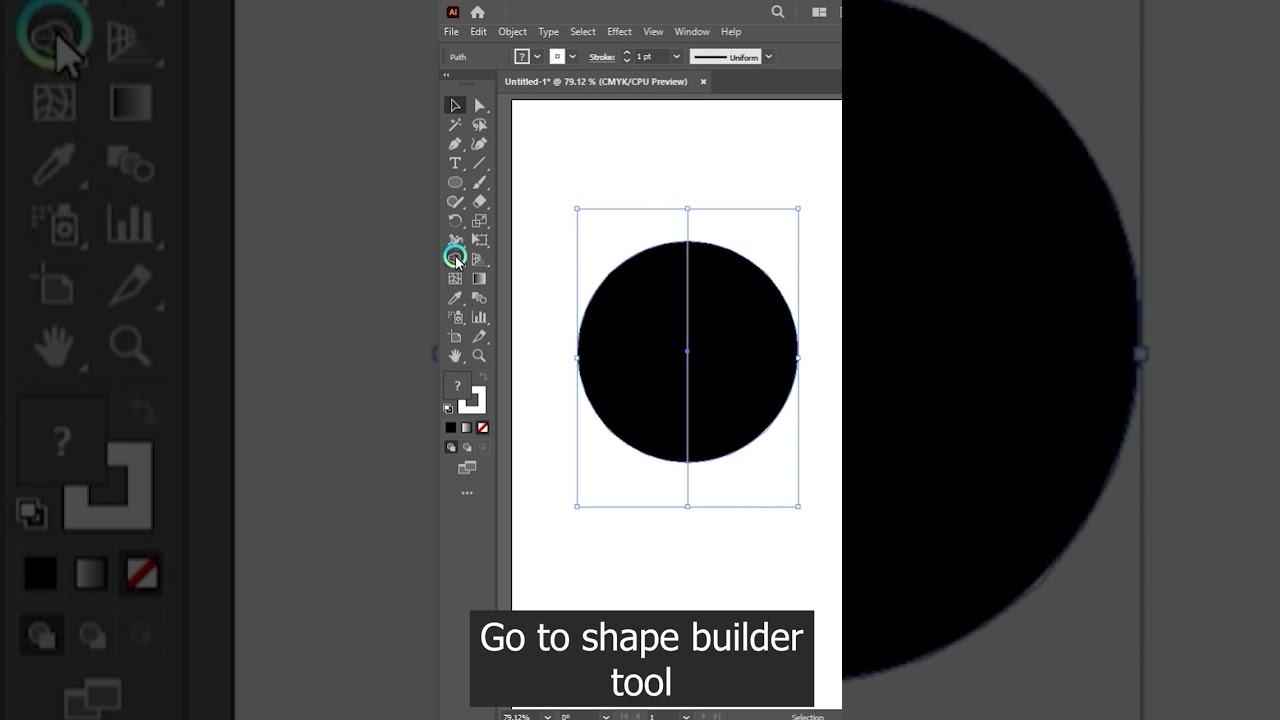 How to Cut Half Circle with Shape Builder Tool - in Adobe Illustrator 2023