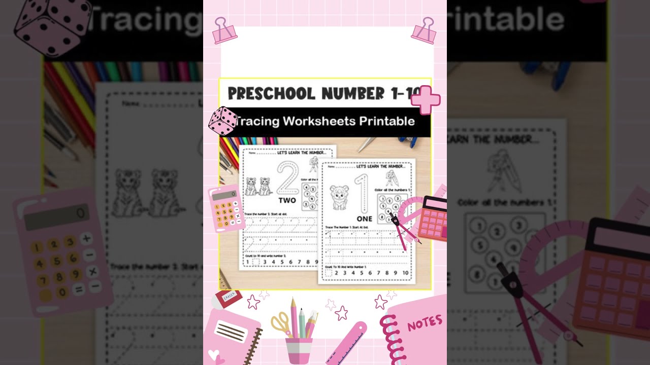 1 10 Numbers Through Tracing, Number Counting and Coloring Worksheets