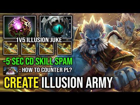 WTF Create Unlimited Illusion Army -5 Sec CD Doppelganger with OC Full Aghanim Phantom Lancer Dota 2