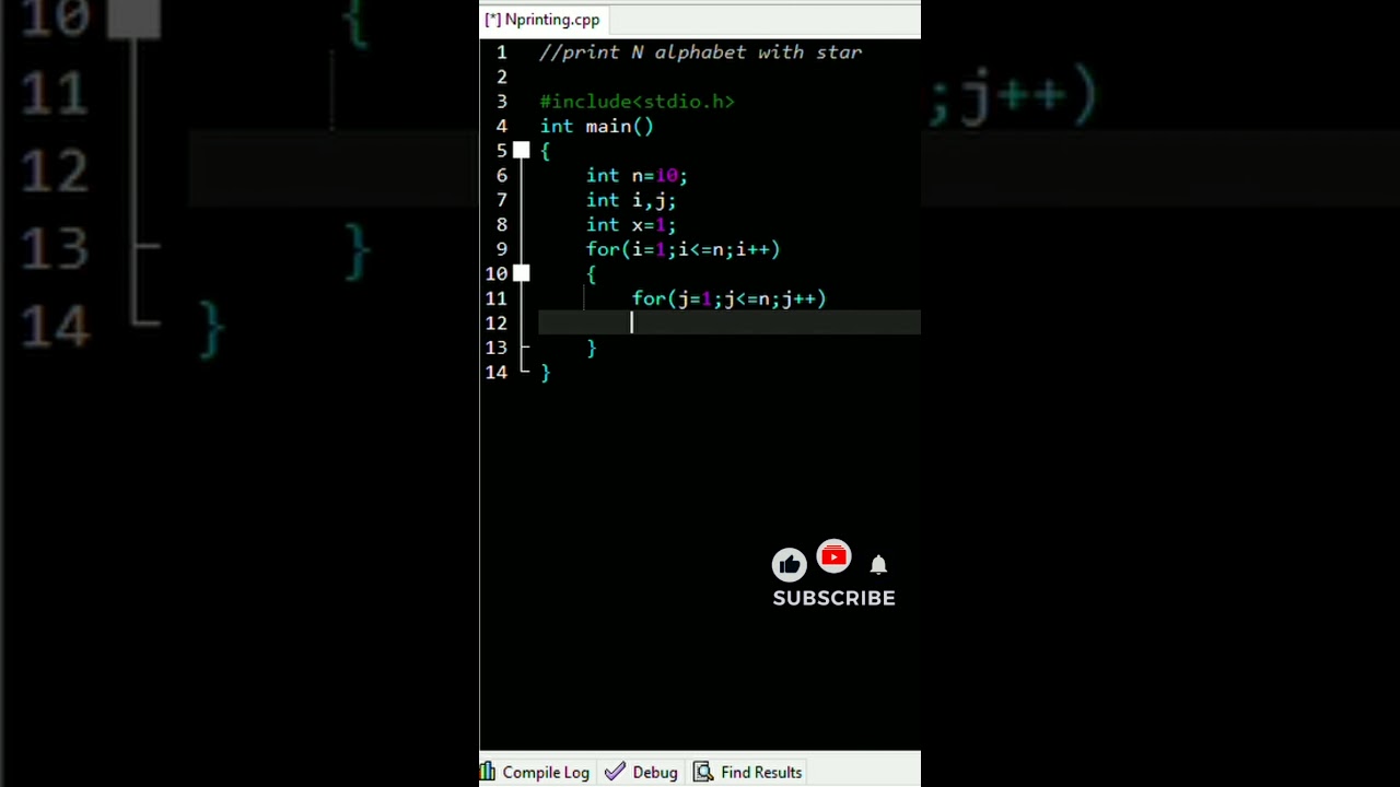 print N shape alphabet in with star in c programming | #shorts | campus coding.