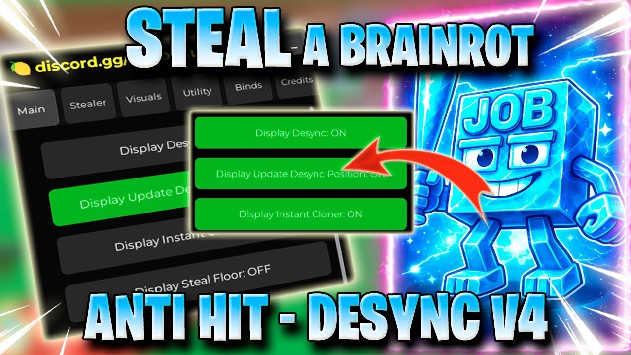 Steal A Brainrot Script *NO KEY* - LEMON HUB! NEW UPDATE! INVISIBLE, ANTI HIT, DESYNC V4 & More!