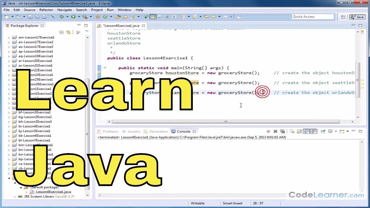 Learn Java - Exercise 04x - Defining a Class & Creating Objects