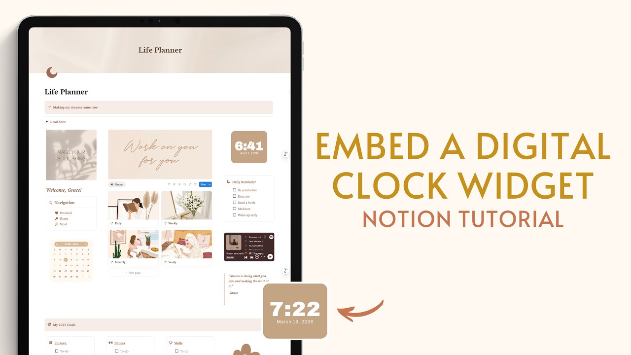 How to Embed a Digital Clock Widget on Notion