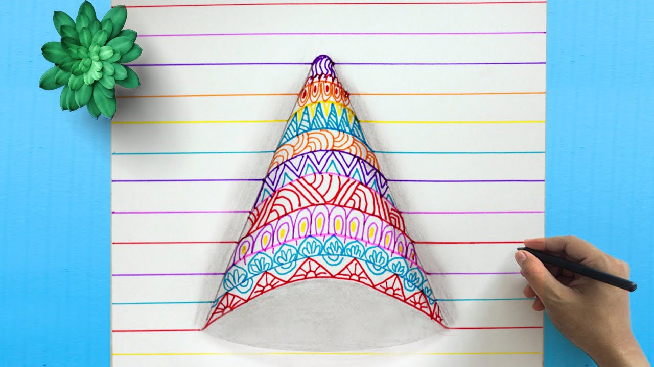 Easy 3D Drawing Tutorial ✅ 3D rainbow mandala drawing lesson