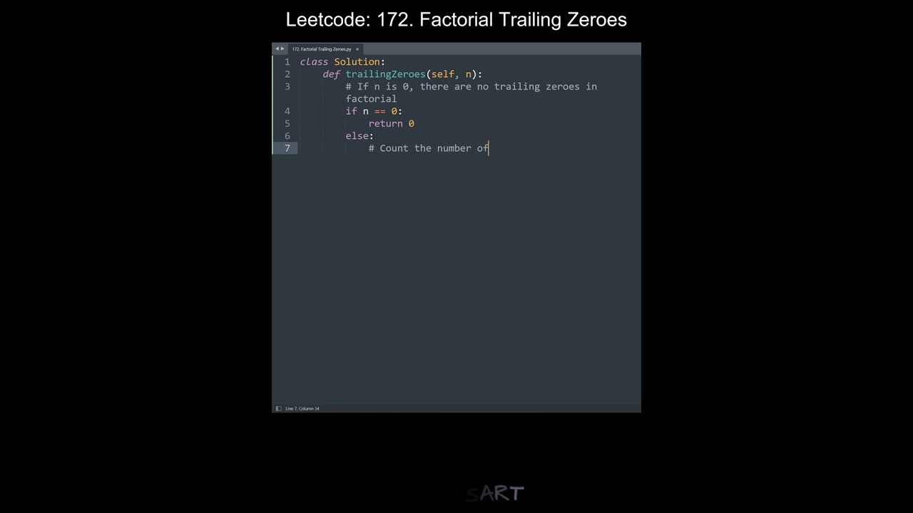Leetcode 172. Factorial Trailing Zeroes in Python | Python Leetcode | Python Coding Tutorial | ASMR