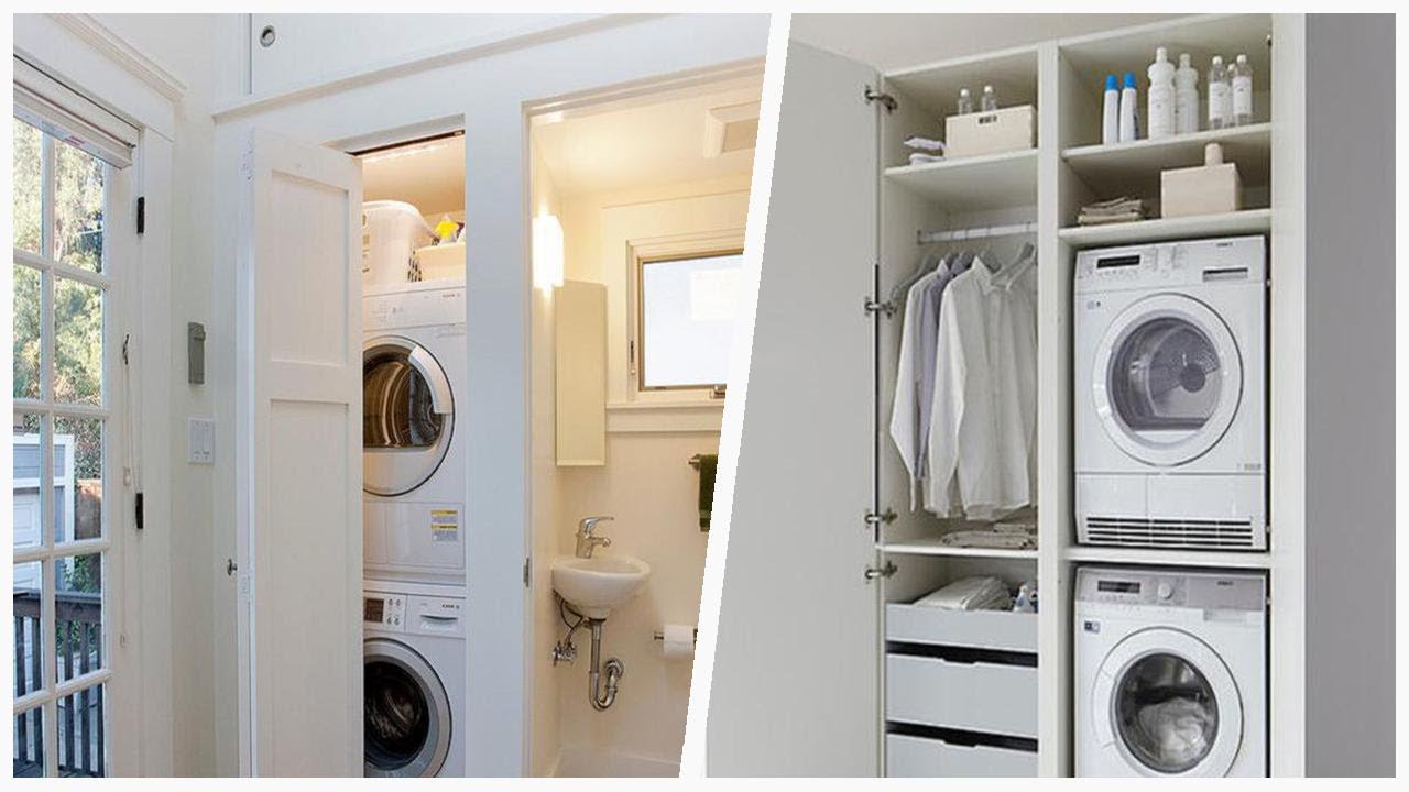 75 Small Laundry Room With A Stacked Washer/dryer Design Ideas You'll Love 🔴