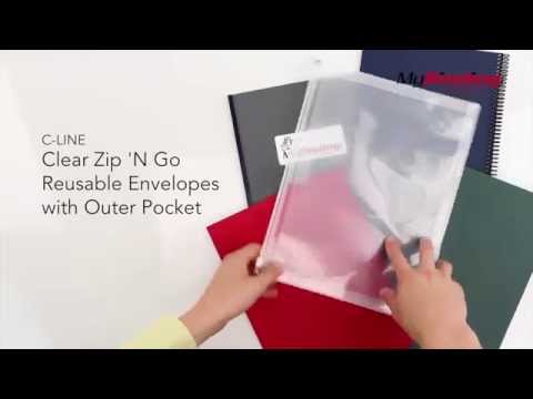 C-Line Clear Zip 'N Go Reusable Envelope with Outer Pocket
