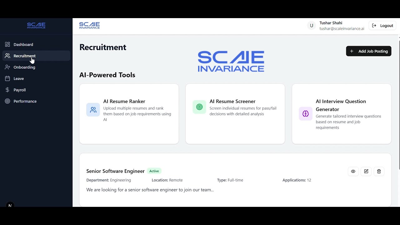 AI powered Interview Copilot & HR Management System | Scale Invariance