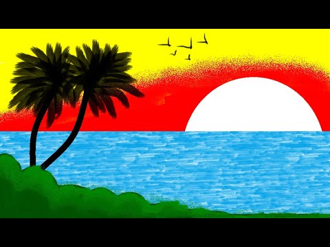 How to Draw In Computer | Microsoft Paint Tutorial | MS Paint | Computer Drawing | Scenery Drawing