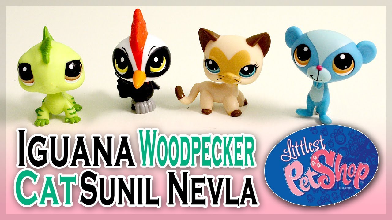 Littlest Pet Shop LPS : Iguana, Cat, Woodpecker & Sunil Nevla