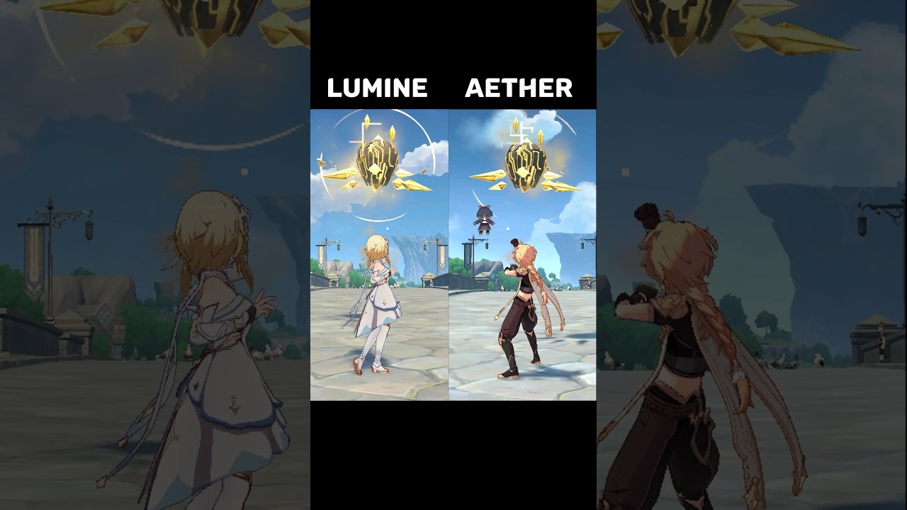 Geo Traveler Elemental Skill Comparison #shorts #genshinimpact #lumine #aether