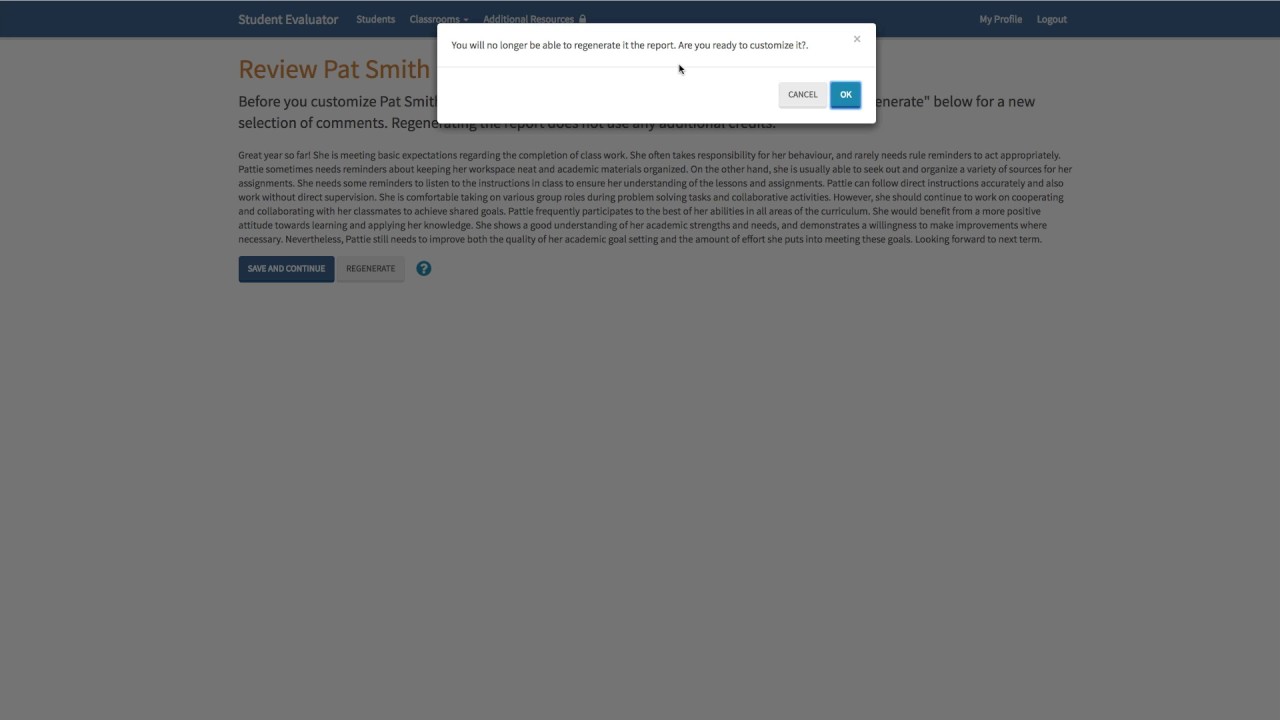 Creating Reports Tutorial - Student Evaluator