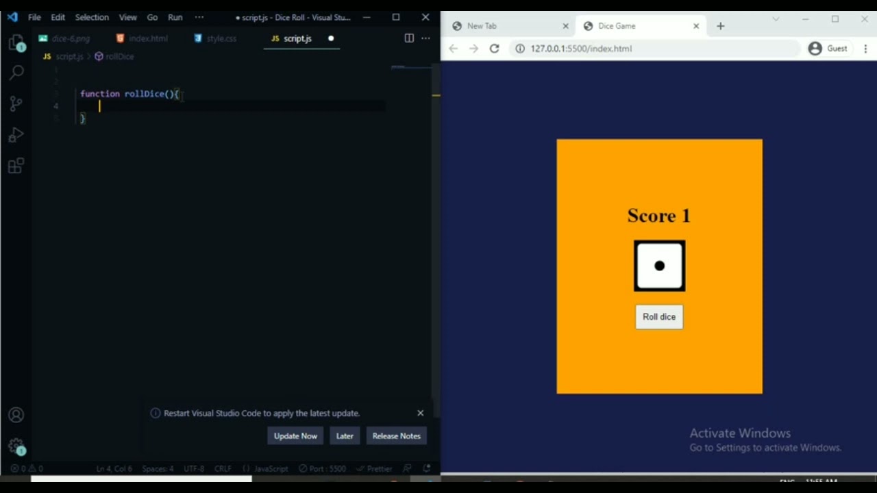 Dice Roll | HTML CSS JAVASCRIPT  | Tiny Project